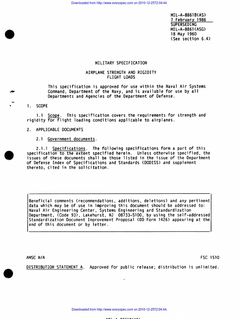 MIL A 8861 Airplane Strength | PDF | Flight Control Surfaces | Takeoff