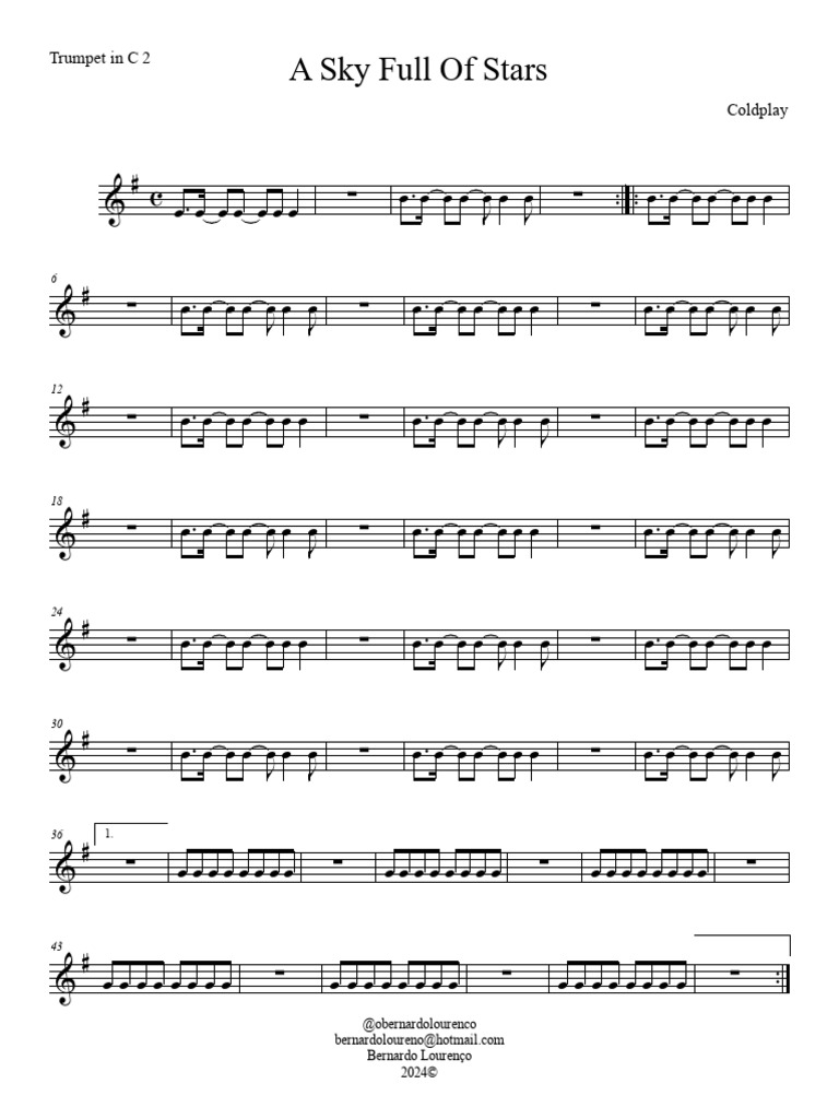 A Sky Full of Star - Trumpet in C 2 | PDF