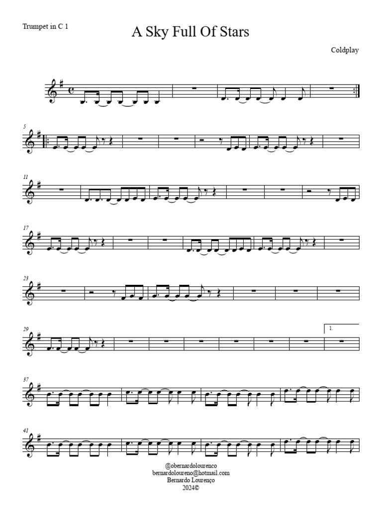 A Sky Full of Star - Trumpet in C 1 | PDF