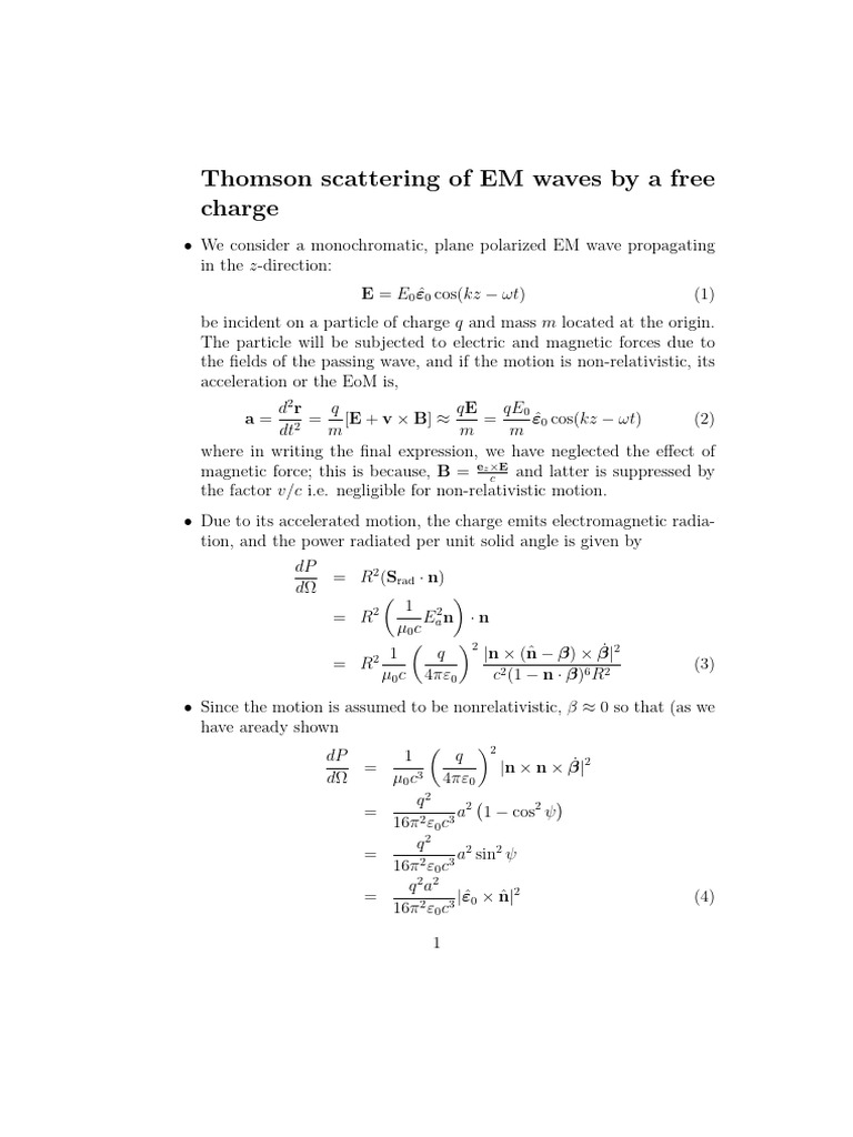 Thomson scattering | PDF