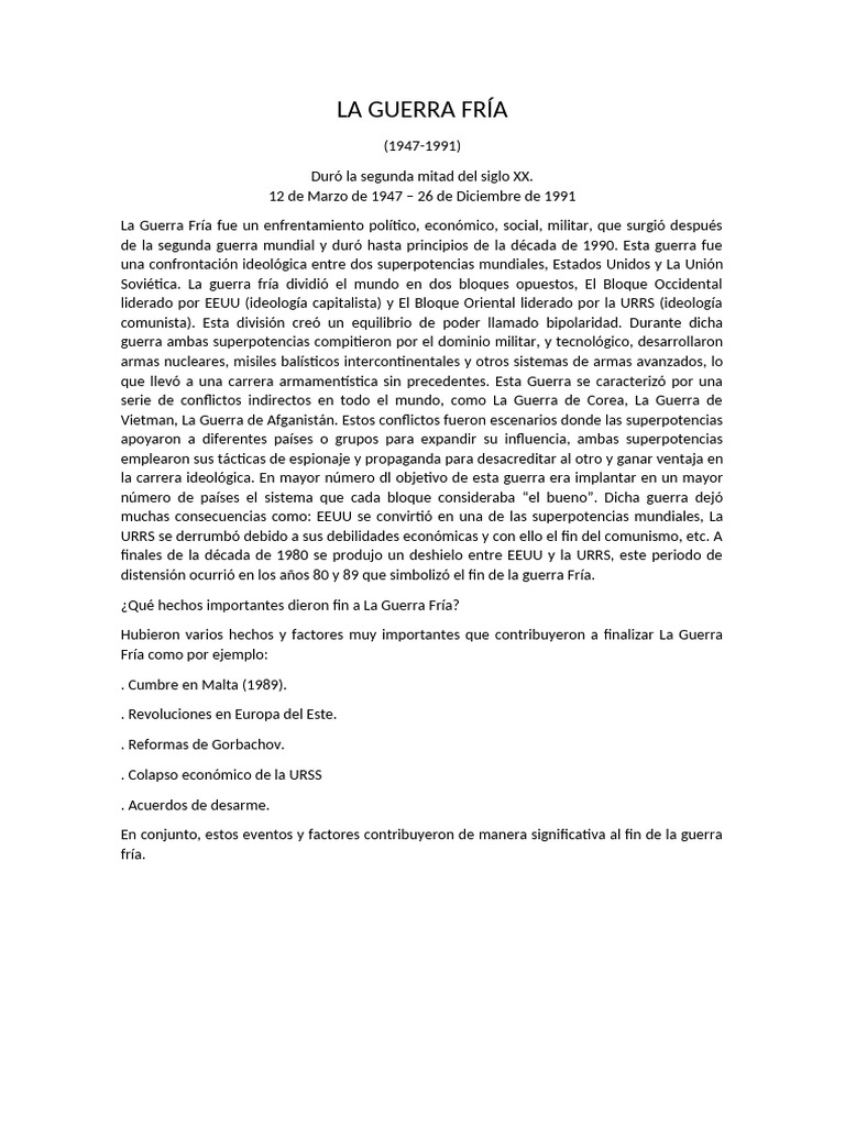 La Guerra Fría | PDF | Guerra Fría | Historia