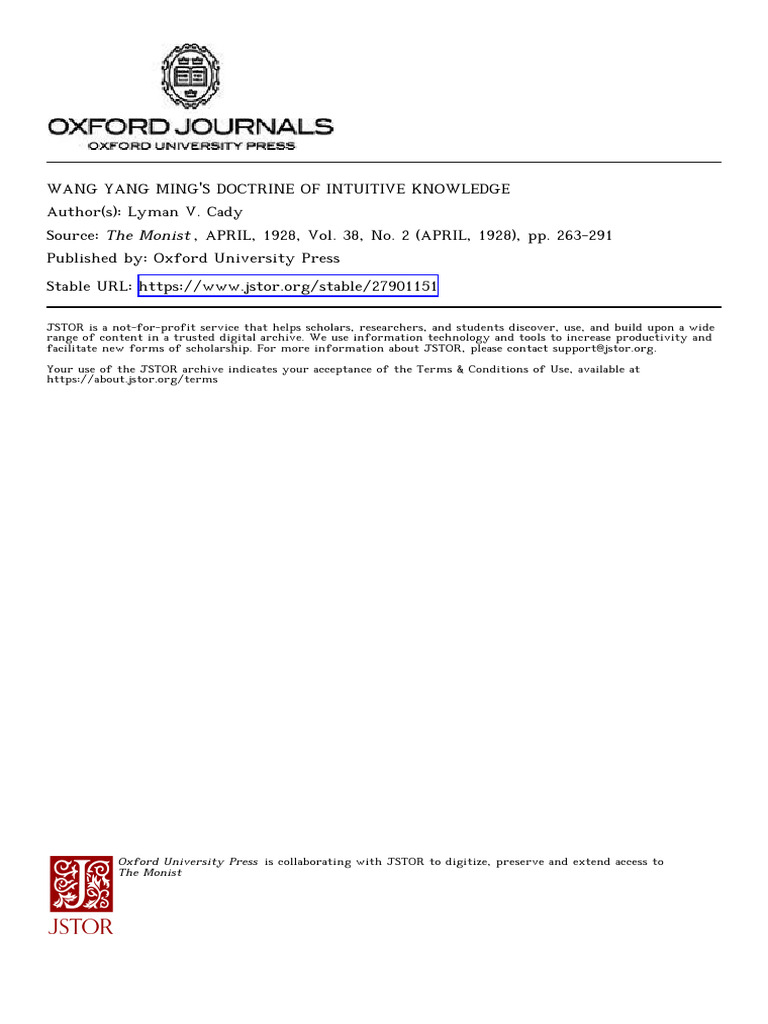 Cady WANGYANGMINGS 1928 | PDF