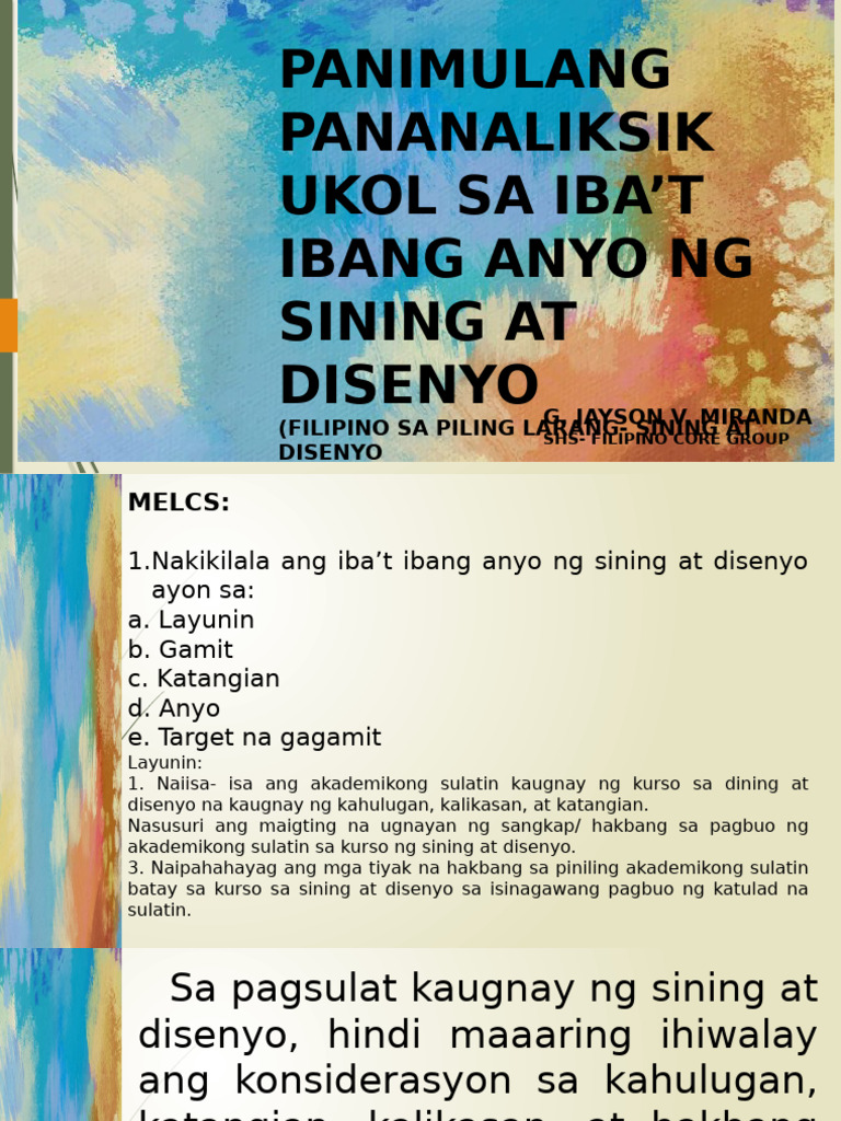 Fpl-Aralin 2 - Artsdesign | PDF