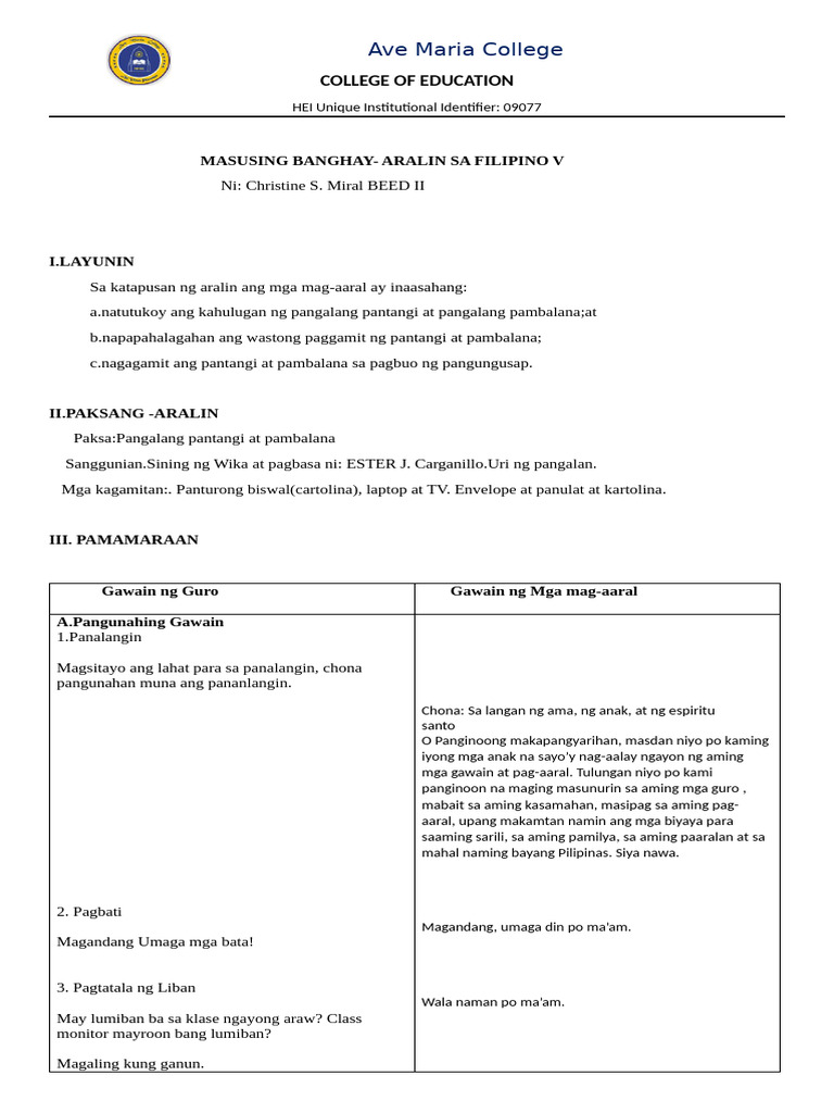 LP Grade 5 Filipino | PDF