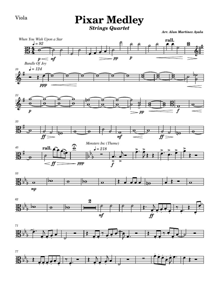 Pixar Medley (Viola) | PDF