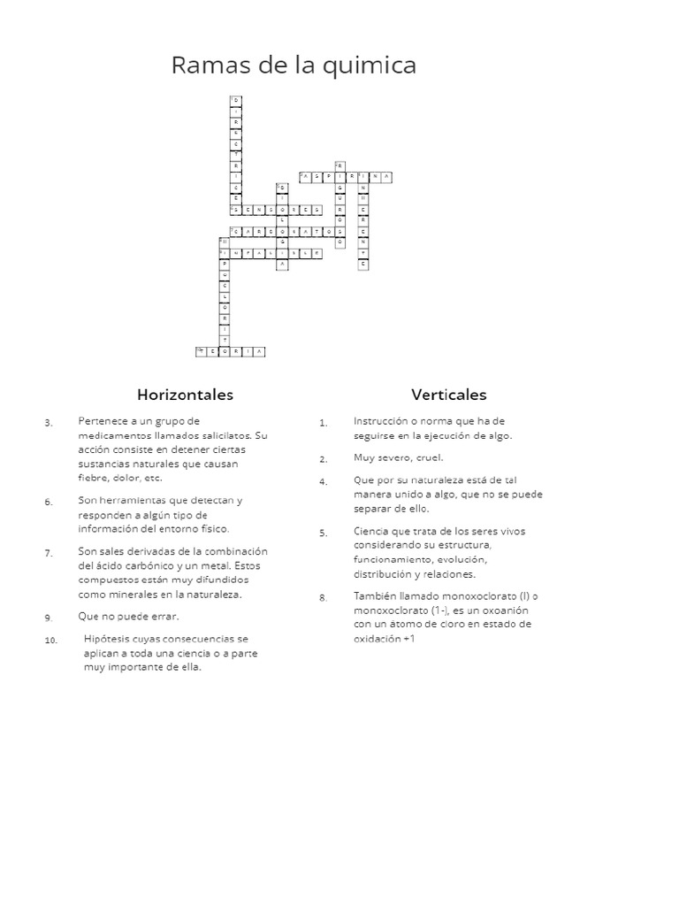 Generador de Crucigramas - Ramas - de - La - Quimica | PDF