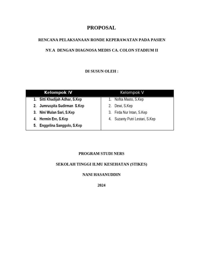 PROPOSAL RONDE KEPERAWATAN - Kel. 4 & 5 | PDF