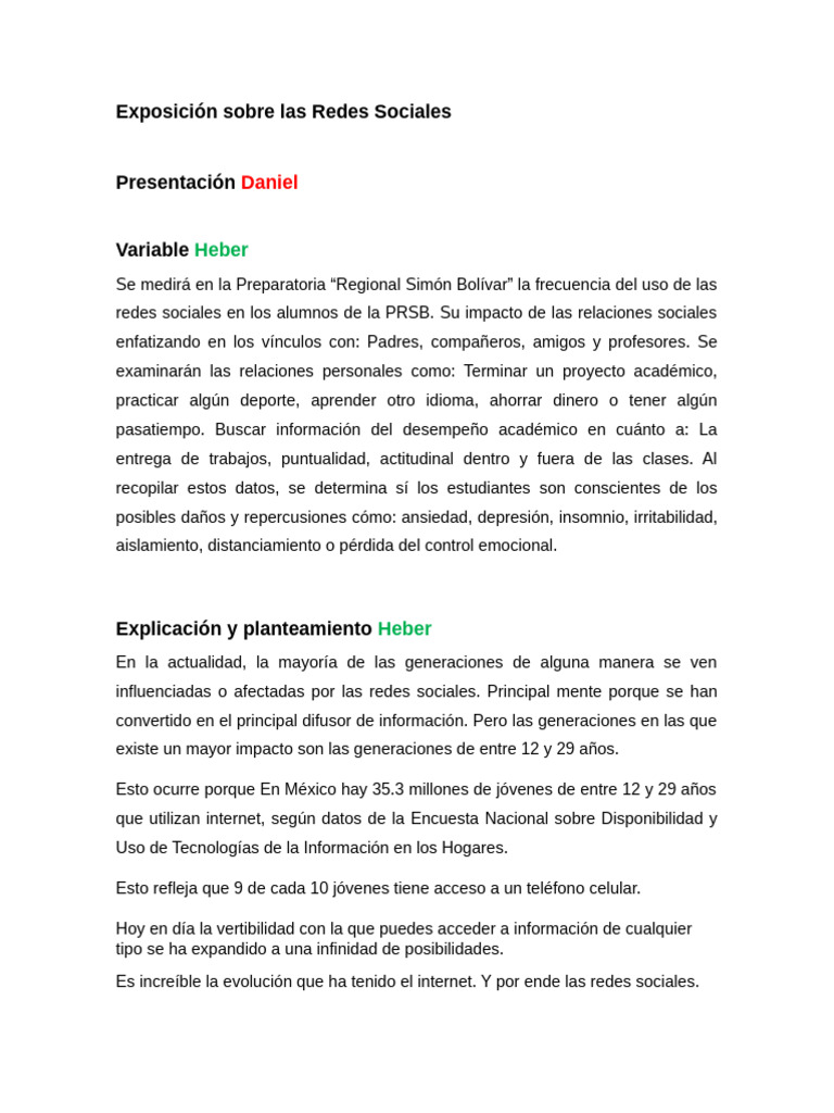 Exposición Sobre Las Redes Sociales | PDF | Servicio de redes sociales | Facebook