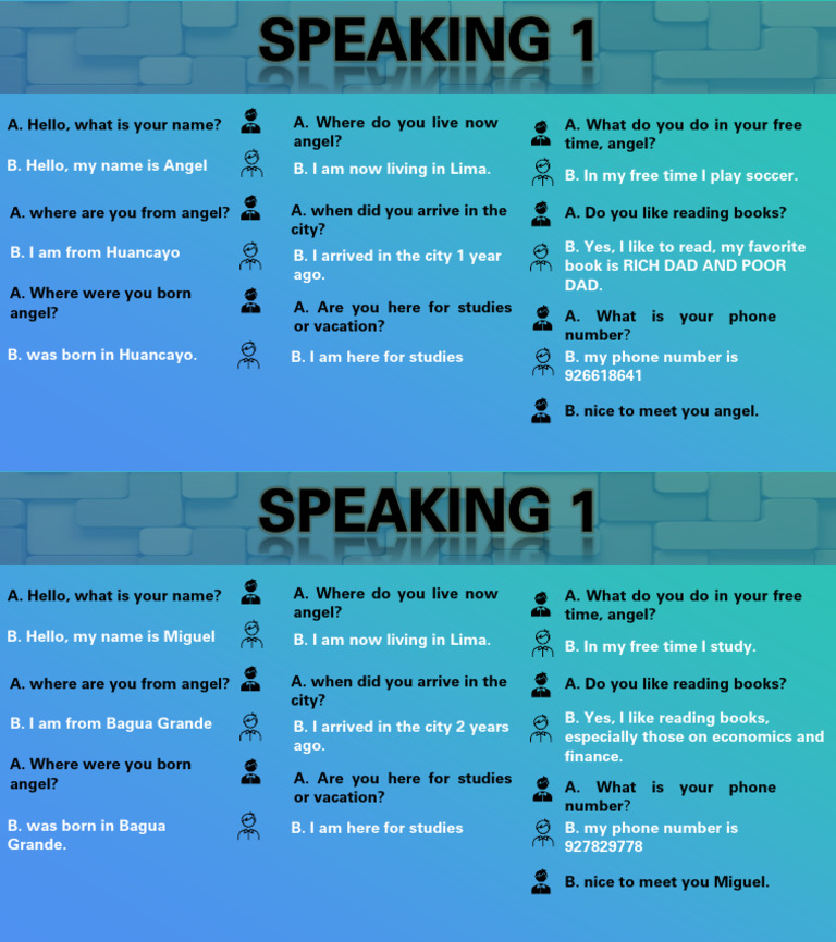 Speaking 1 Grupal (Intensive Basic 3) | PDF