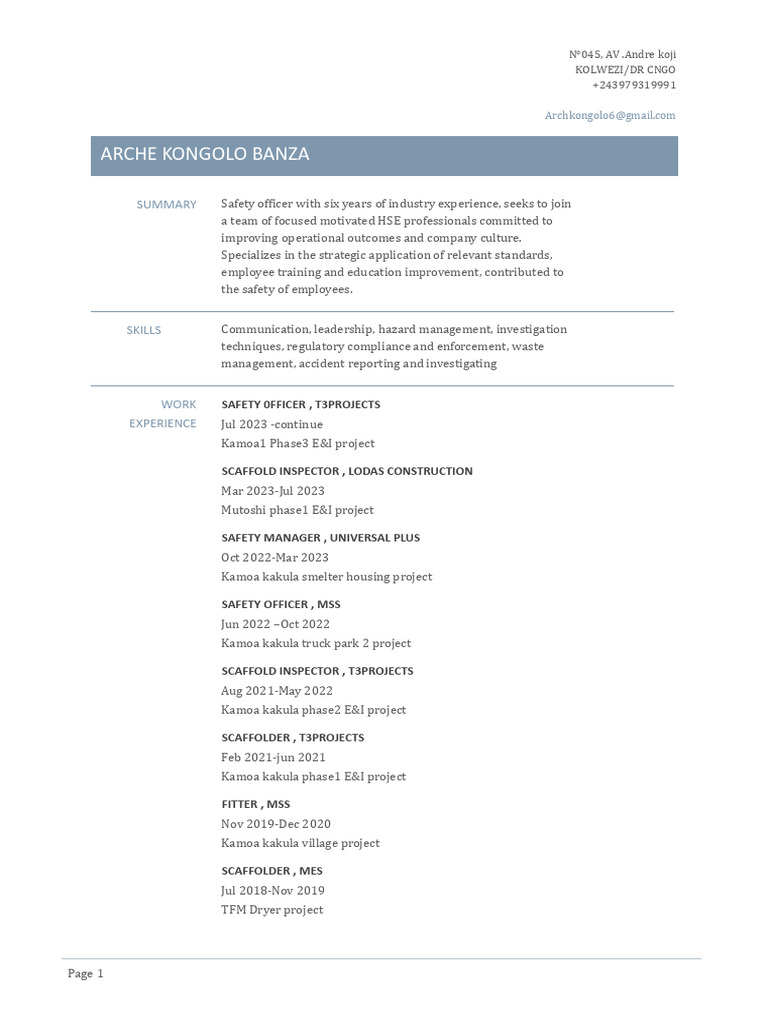 MR Kongolo CV2 | PDF