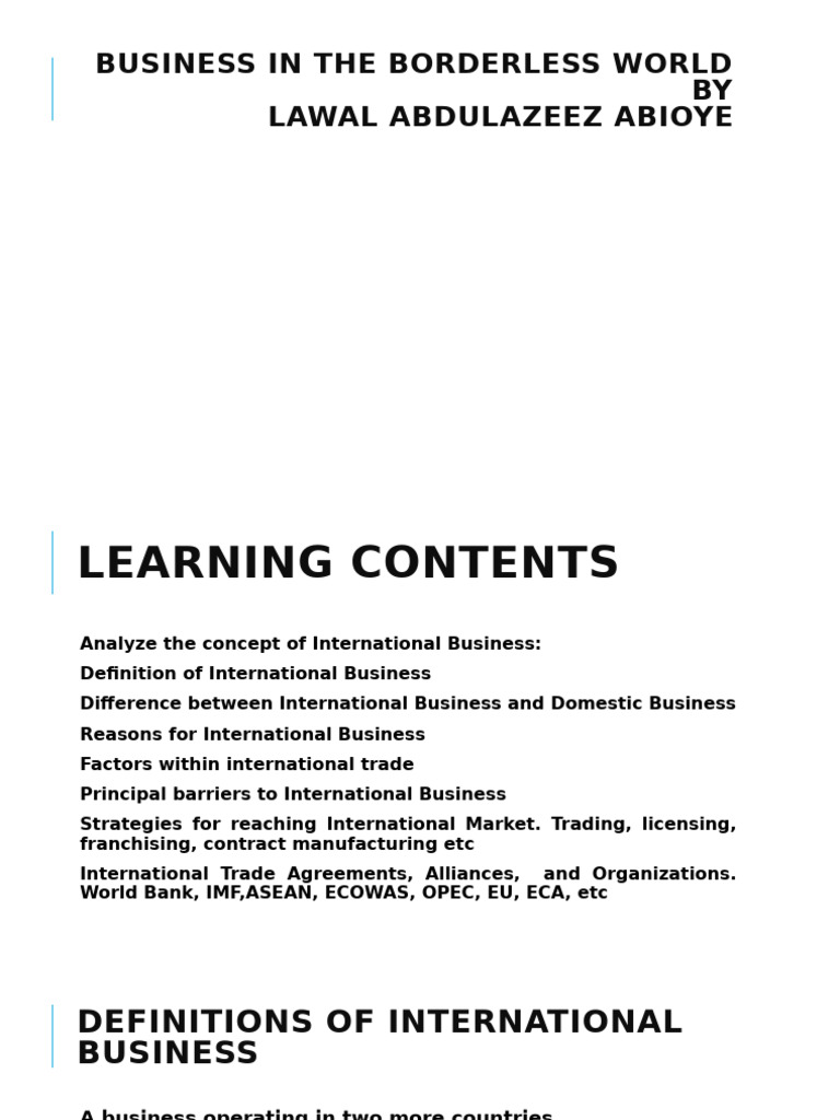 Business in The Borderless World | PDF