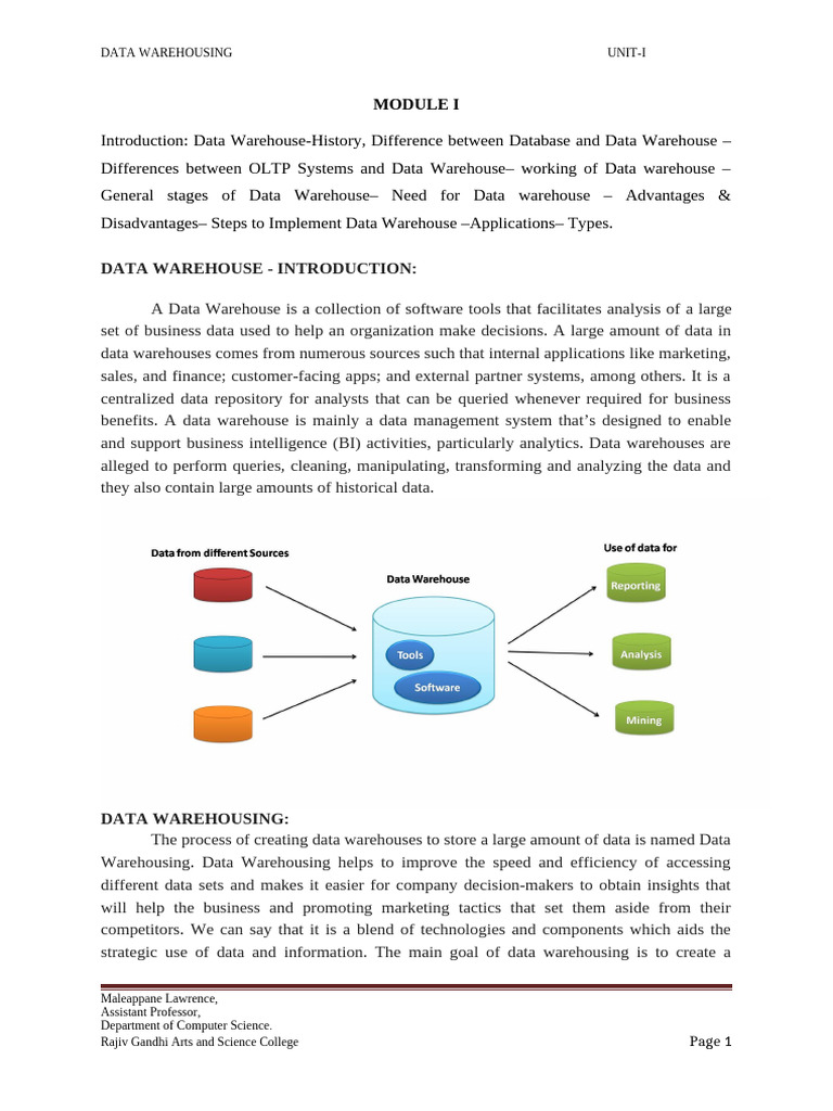 Module I Datawarehousing | PDF