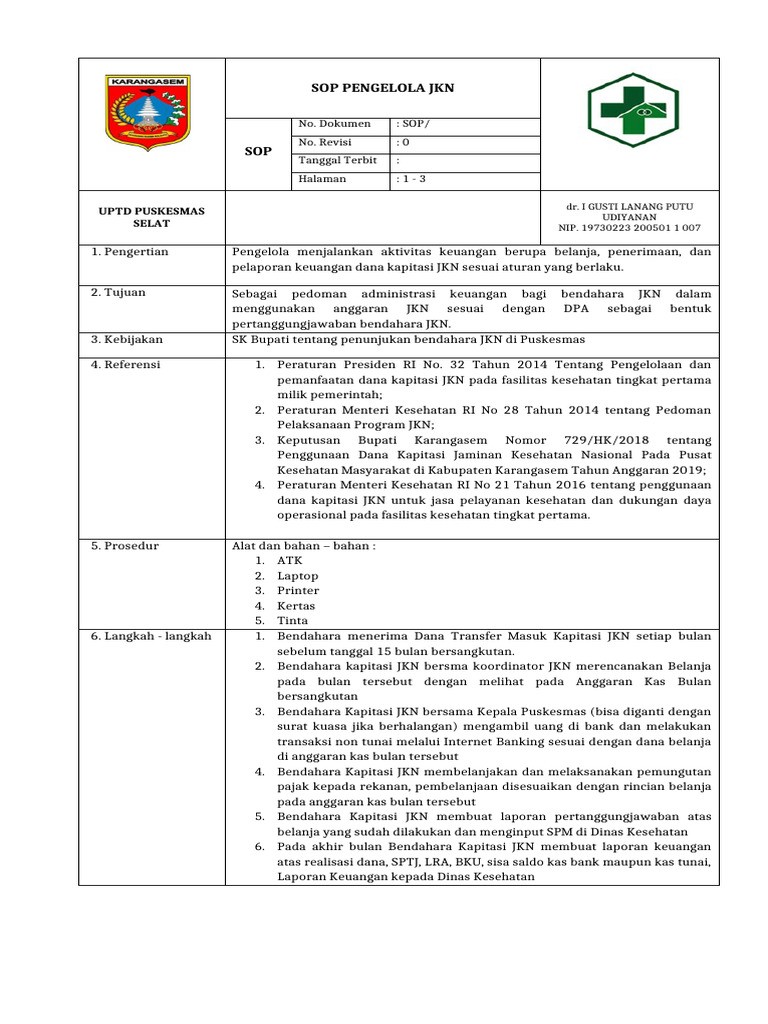 Sop Pengelola JKN | PDF