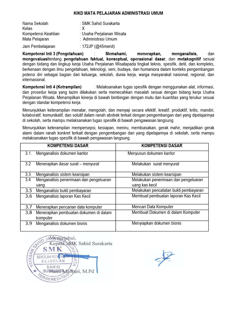 1 KIKD Administrasi Umums | PDF