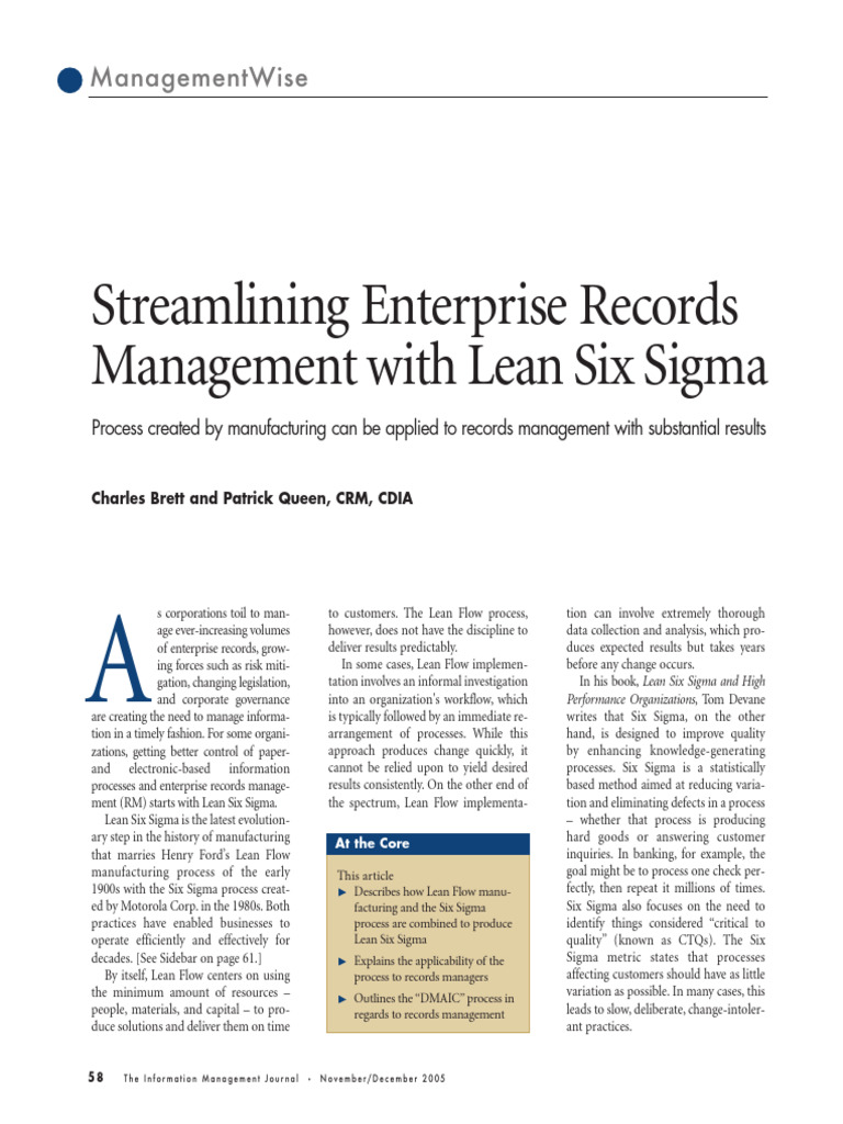 Six Sigma - Stream Line | PDF