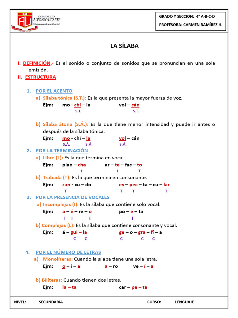 La Sílaba 4º Pdf