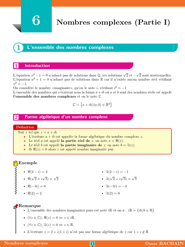 Nombres Complexes I Pdf
