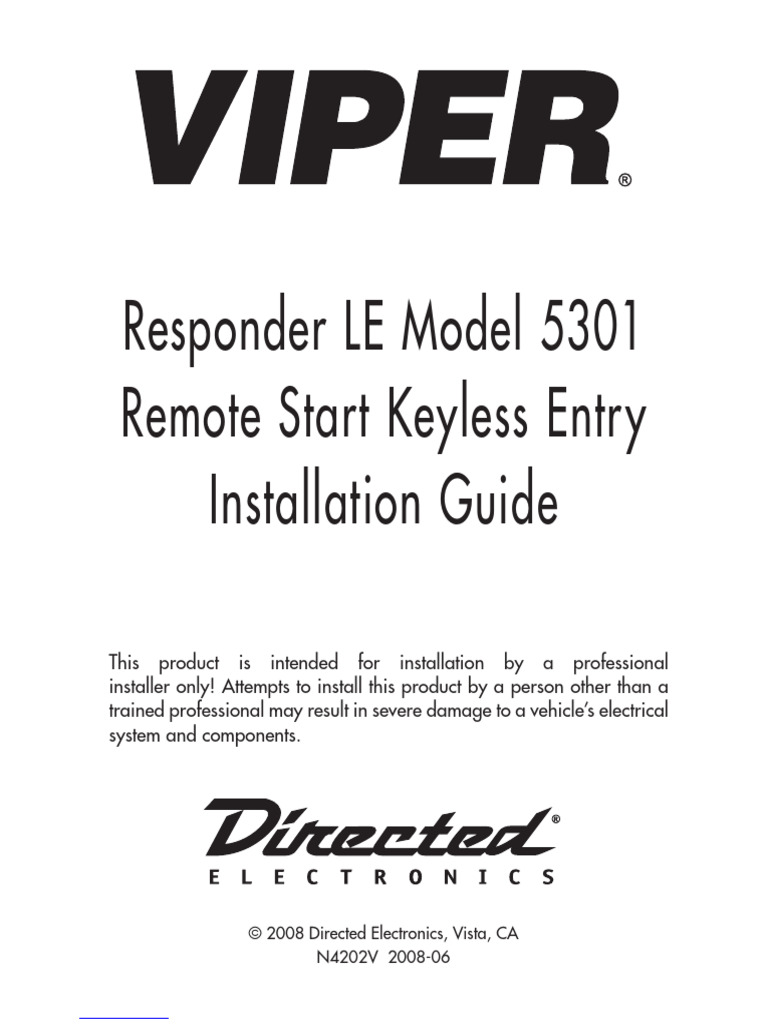 Viper 5301 Installation Guide | PDF