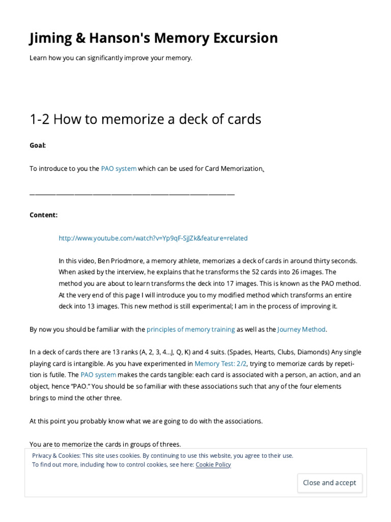 1-2 How To Memorize A Deck of Cards - Jiming & Hanson's Memory ...