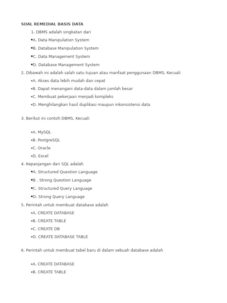 Soal Remedial Basis Datta | PDF