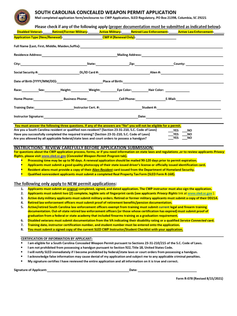 CWPApplication Form | PDF | Concealed Carry | Justice