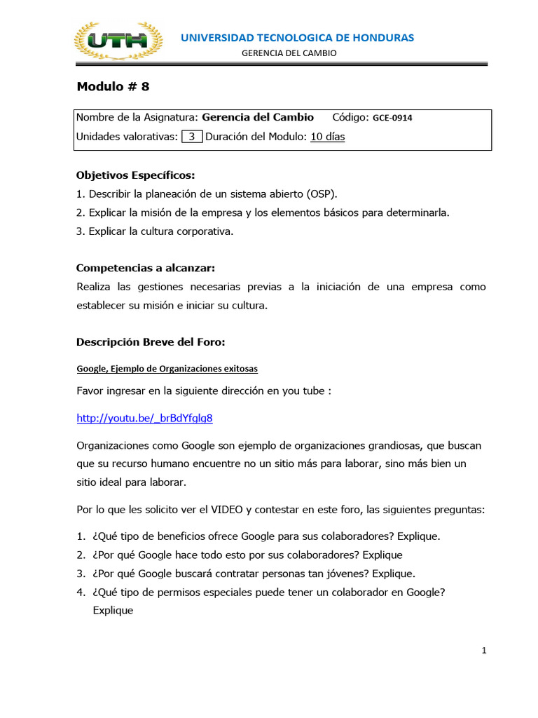 Modulo 8 Planeacion de Sistemas Abiertos y Cultura Corporativa | PDF