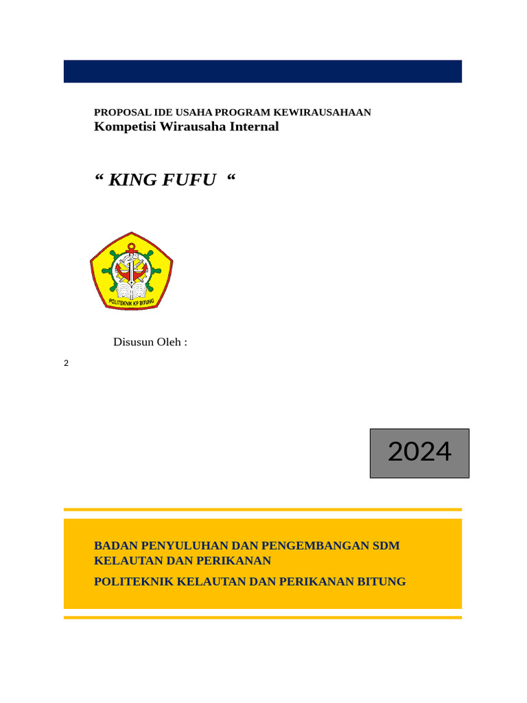 Proposal Wirausaha King Fufu | PDF