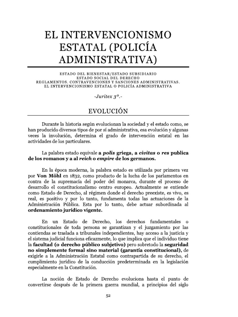 Intervencionismo Estatal I (Policía Administrativa) | PDF