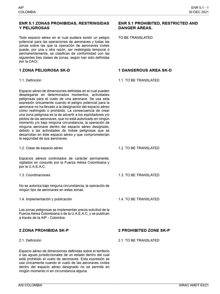ENR 5.1 Zonas Prohibidas | PDF