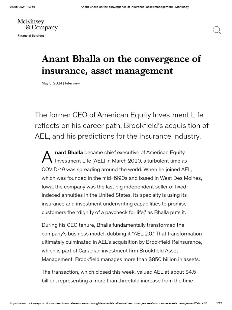Anant Bhalla on Insurance and Asset Management | PDF | Insurance | Credit
