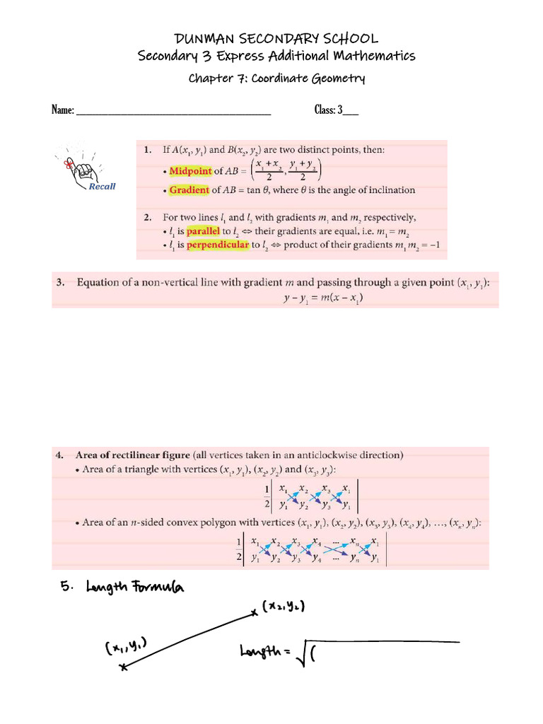 (AM) Chapter 7 Coordinate Geometry Lecture Notes | PDF