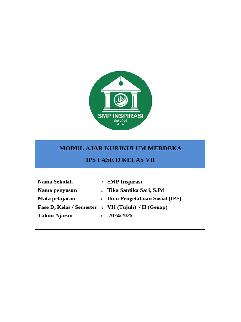 Modul Ajar IPS Kelas 7 Tema 03 Potensi Ekonomi Lingkungan | PDF