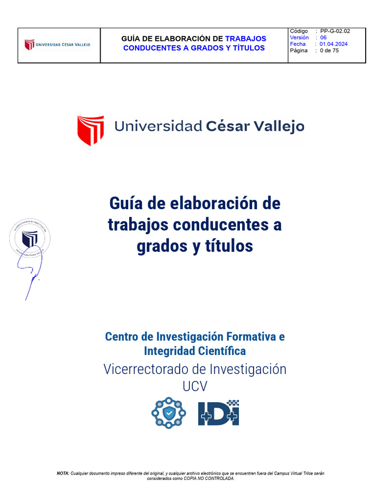 RVI N°081-2024-VI-UCV Guía de Elaboración de Trabajos | PDF