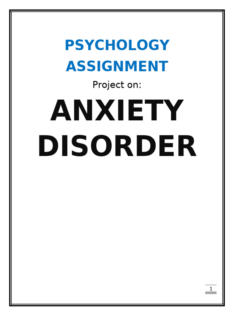 Anxiety Disorder Psychology Class 12 Cbse | PDF