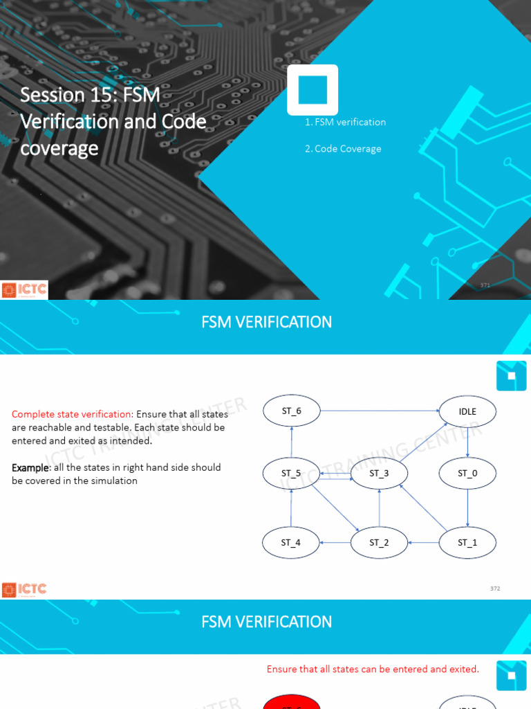 Session 15 FSM Verification and Code Coverage | PDF | Formal Verification | Computer Science
