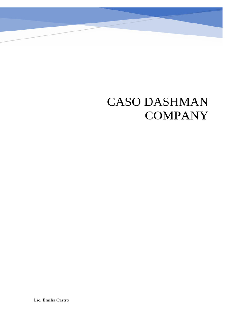 CASO DASHMAN COMPANY para Alumnos | PDF