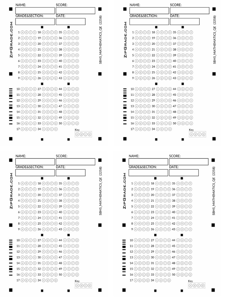 Zipgrade 4 Per Page | PDF