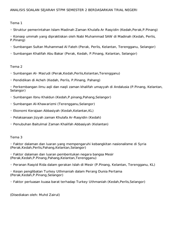 Analisis Soalan Sej STPM Sem2 2024 | PDF