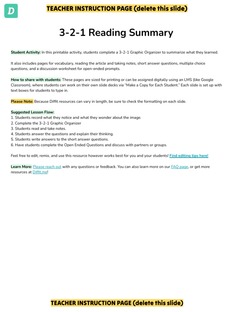 3-2-1 Reading Summary | PDF