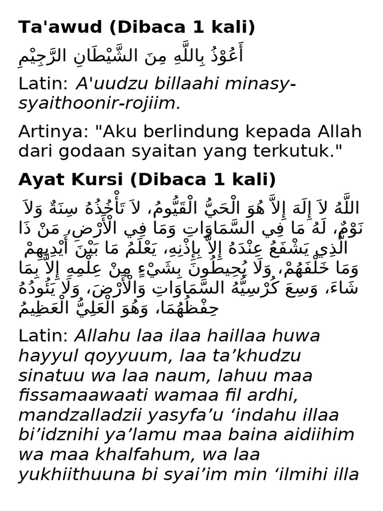 Ta'awud (Dibaca 1 Kali) | PDF