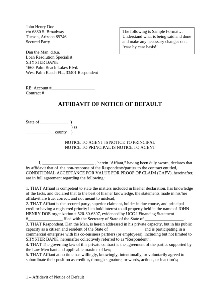 Affidavit of Notice of Default | PDF