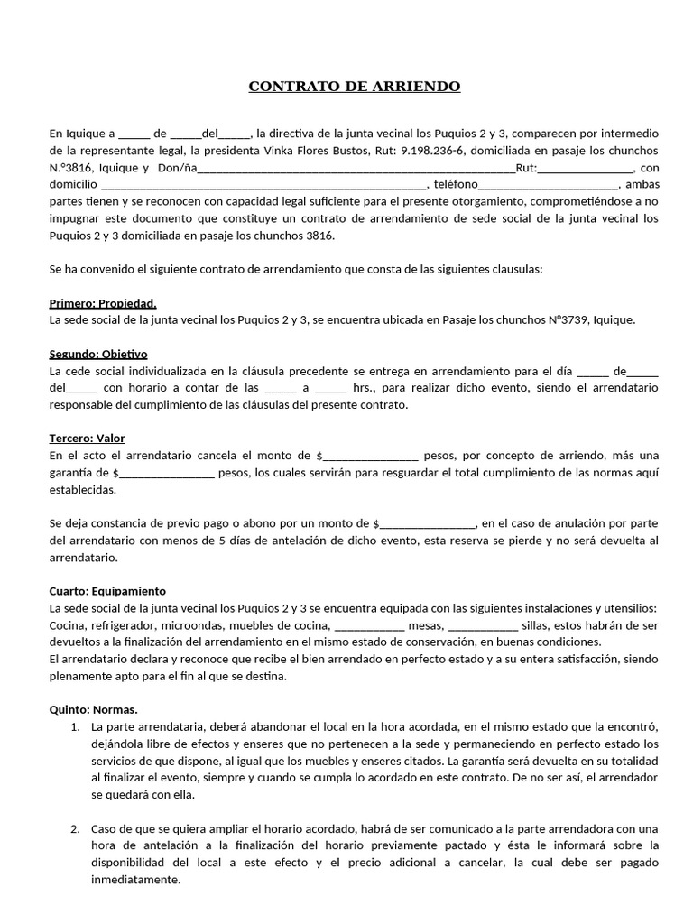 Contrato de Arriendo | PDF