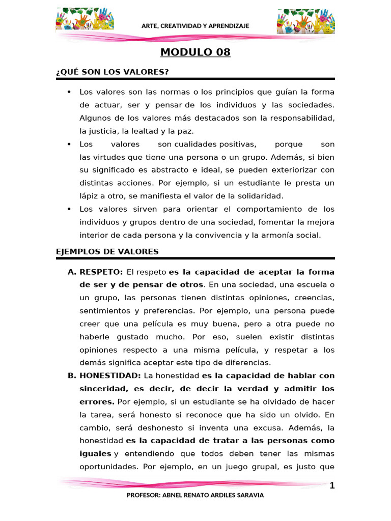 Arte Creatividad y Aprenidzaje - Modulo 08 Educacion Inicial | PDF