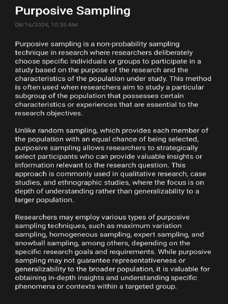Purposive Sampling | PDF
