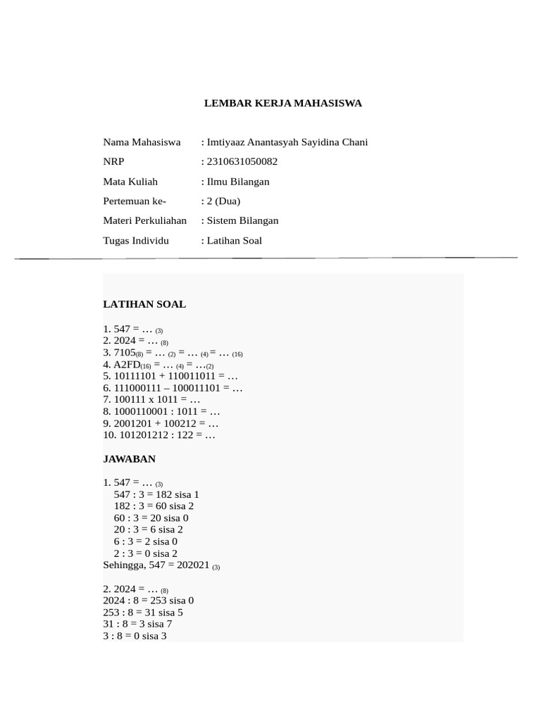 LEMBAR KERJA MAHASISWA (2) IMTIYAAZ ANANTASYAH S.C-2 | PDF