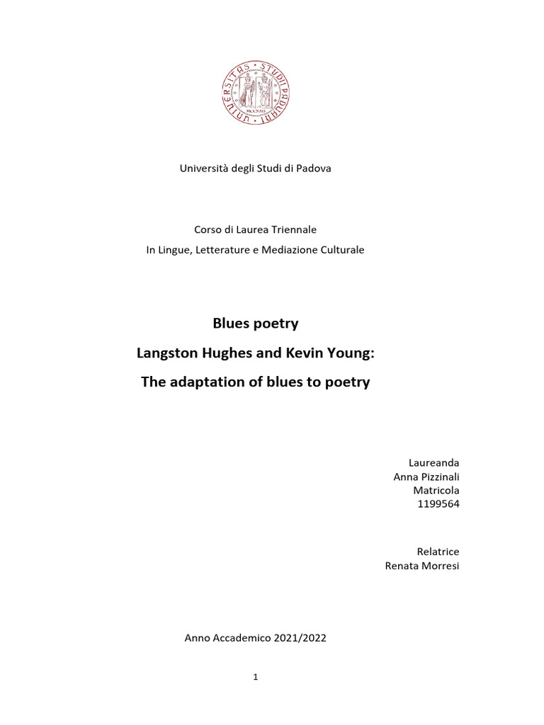 Blues Poetry Langston Hughes and Kevin Young | PDF