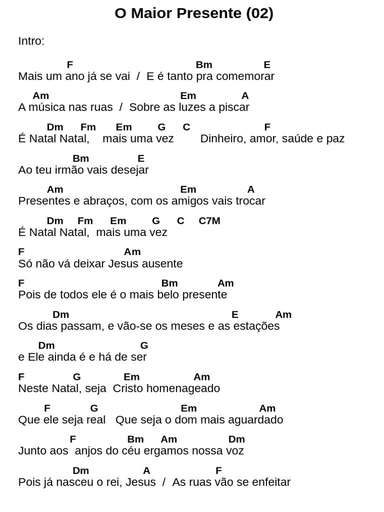 02 O Maior Presente Cifra | PDF