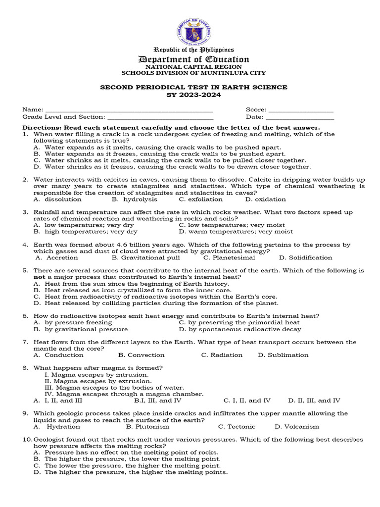 Earth-Science RTP | PDF