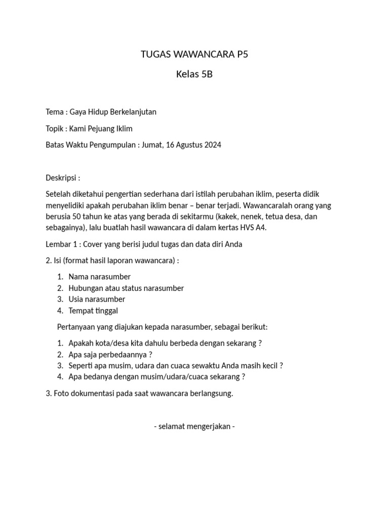 Tugas Wawancara P5 | PDF