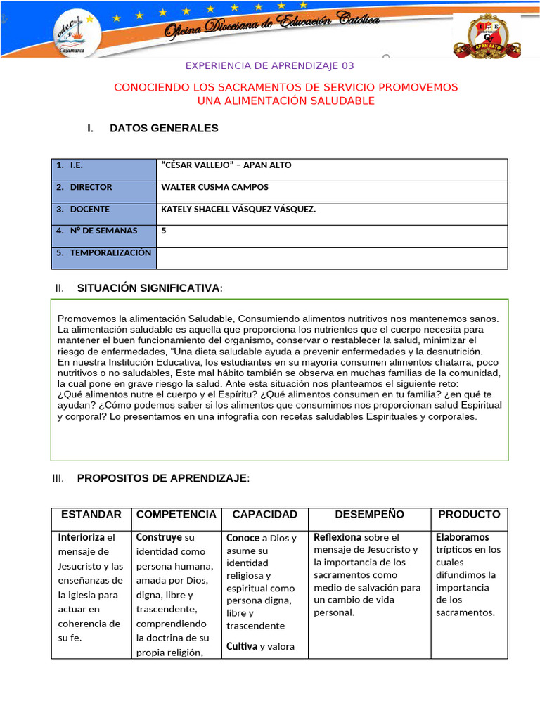 EXPERIENCIA DE APRENDIZAJE 3° Grado | PDF